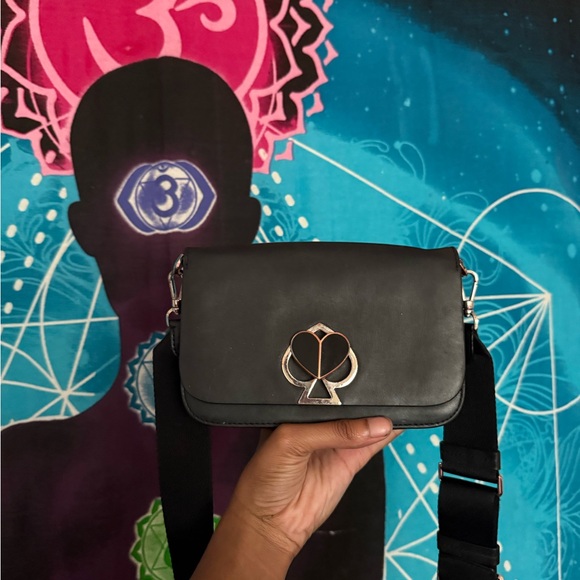 kate spade | Bags | Kate Spade Black Crossbody Bag With Iconic Logo ...